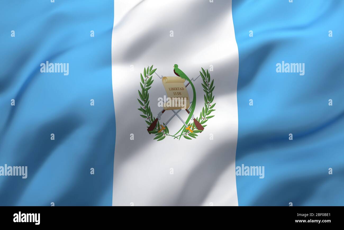 Flag of Guatemala blowing in the wind. Full page Guatemalan flying flag ...