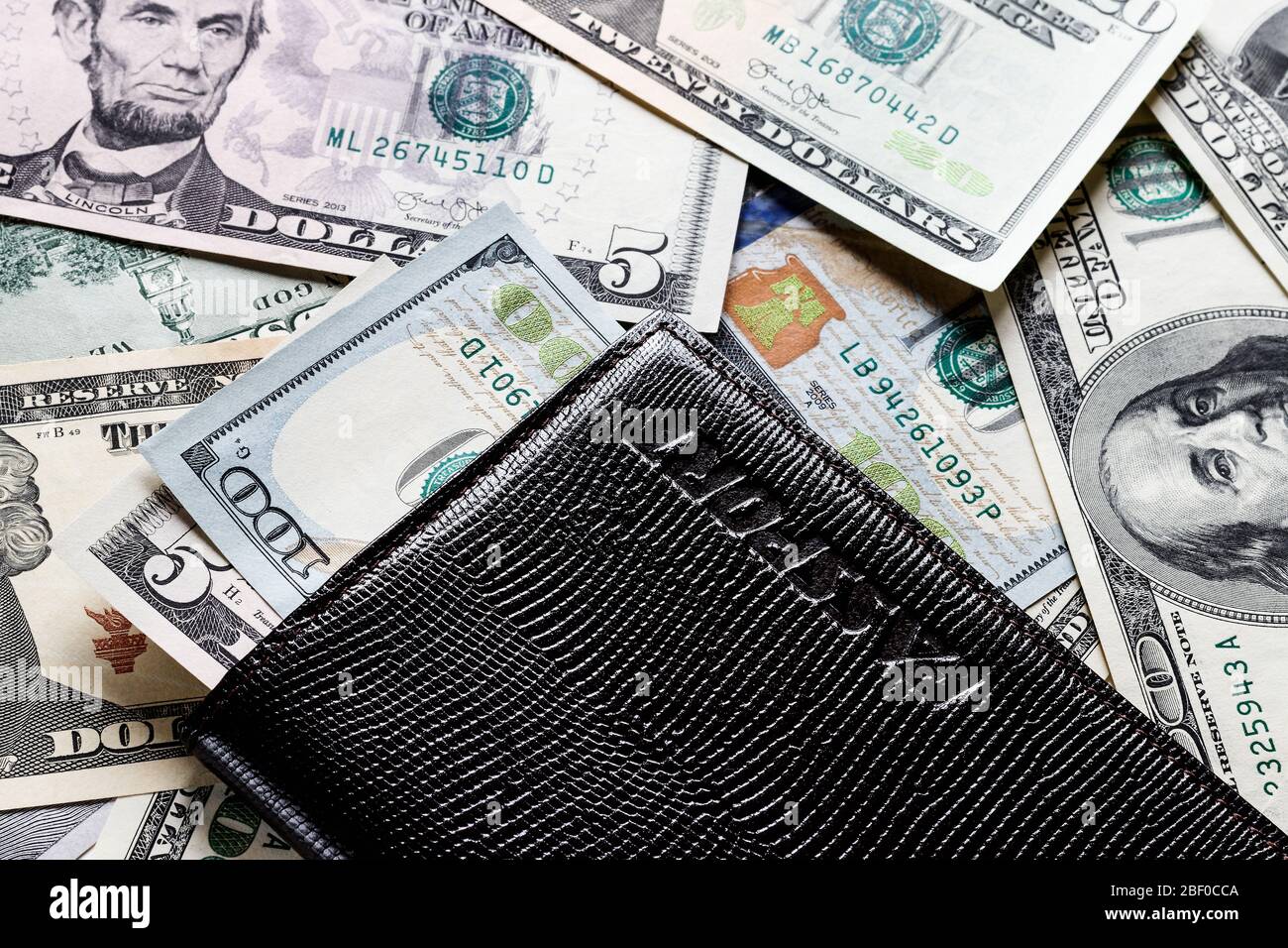 Background with money american dollar bills and passport. Cash dollars ...