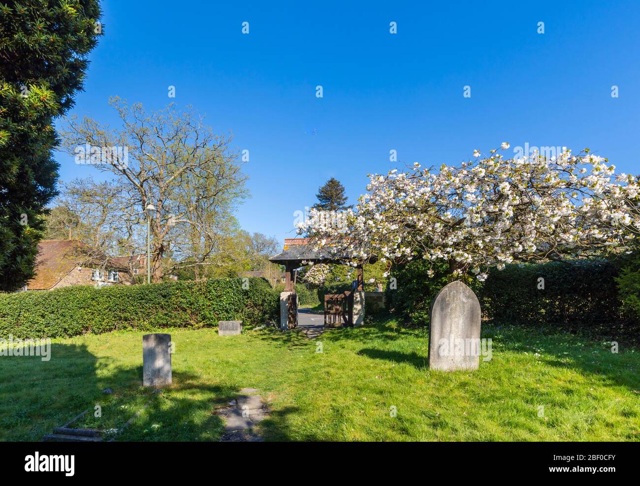 Lych gate at the entrance to the churchyard of St John's Church, St ...