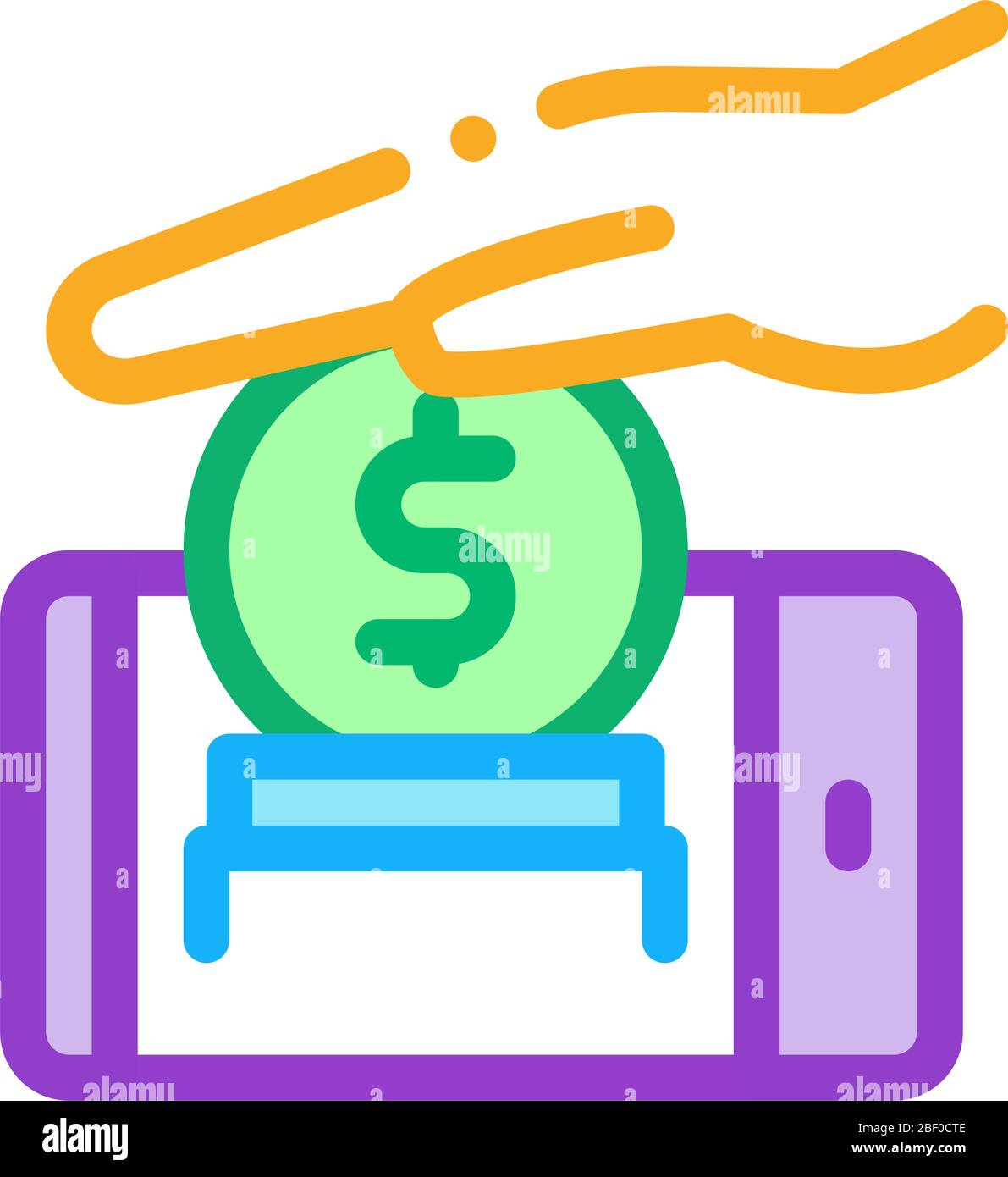 mobile account replenishment icon vector outline illustration Stock ...