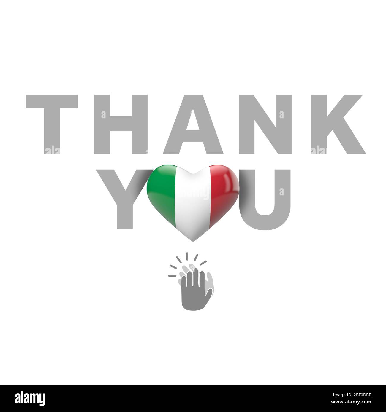 Thank you message with Italy flag heart. 3D Render Stock Photo - Alamy
