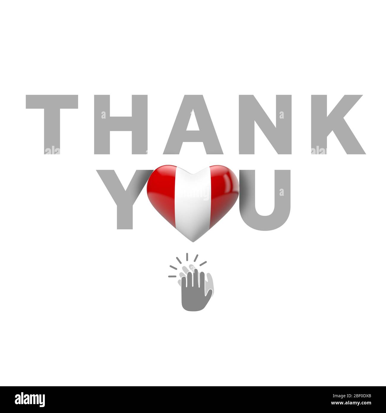 Thank you message with Peru flag heart. 3D Render Stock Photo - Alamy