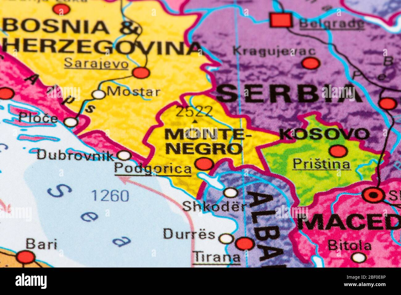 Europe, map of Montenegro Stock Photo - Alamy