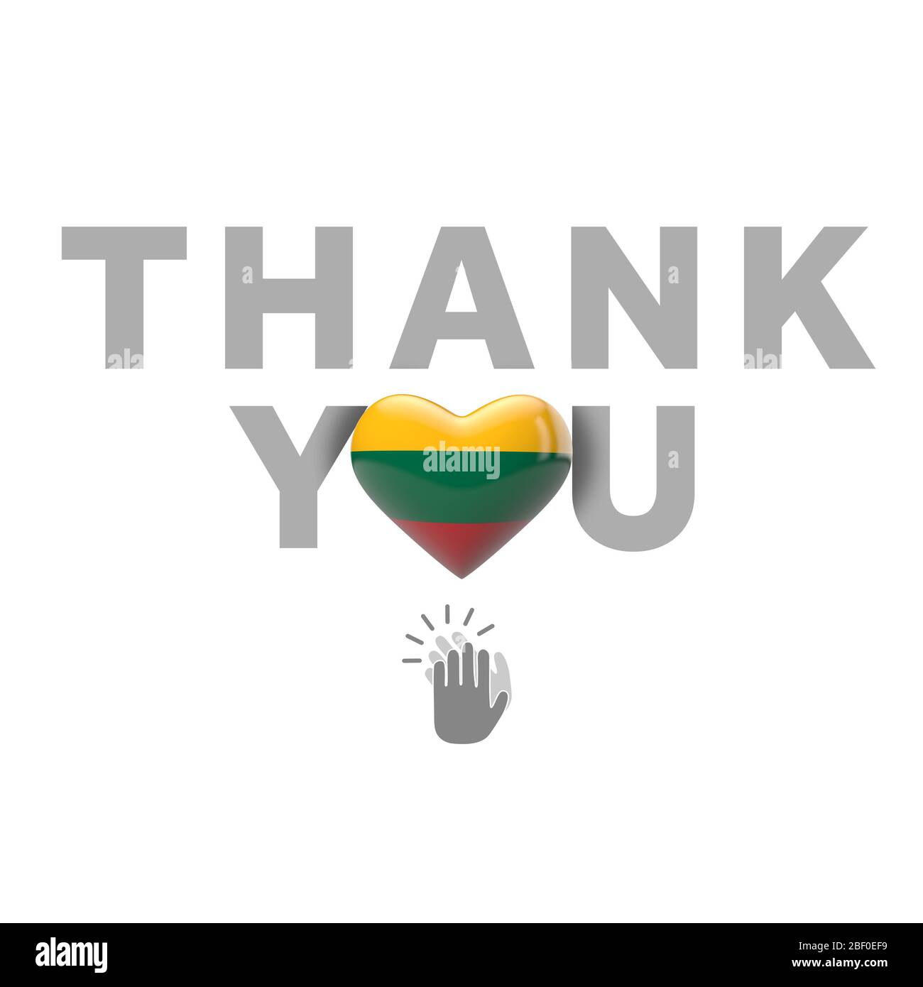 Thank you message with Lithuania flag heart. 3D Render Stock Photo - Alamy
