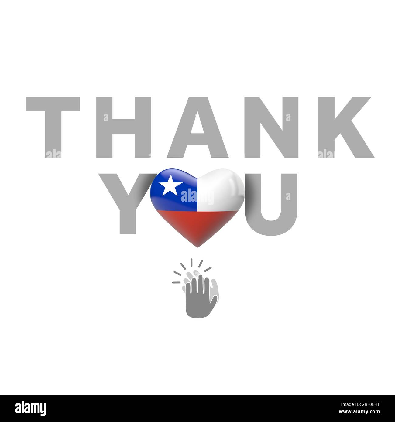Thank you message with Chile flag heart. 3D Render Stock Photo - Alamy