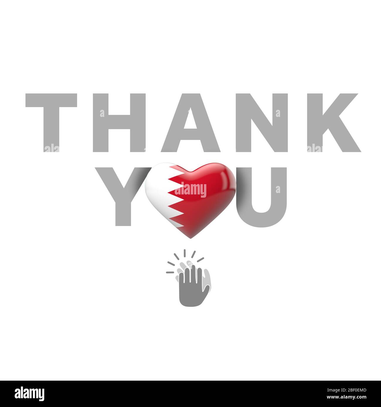 Thank you message with Bahrain flag heart. 3D Render Stock Photo - Alamy
