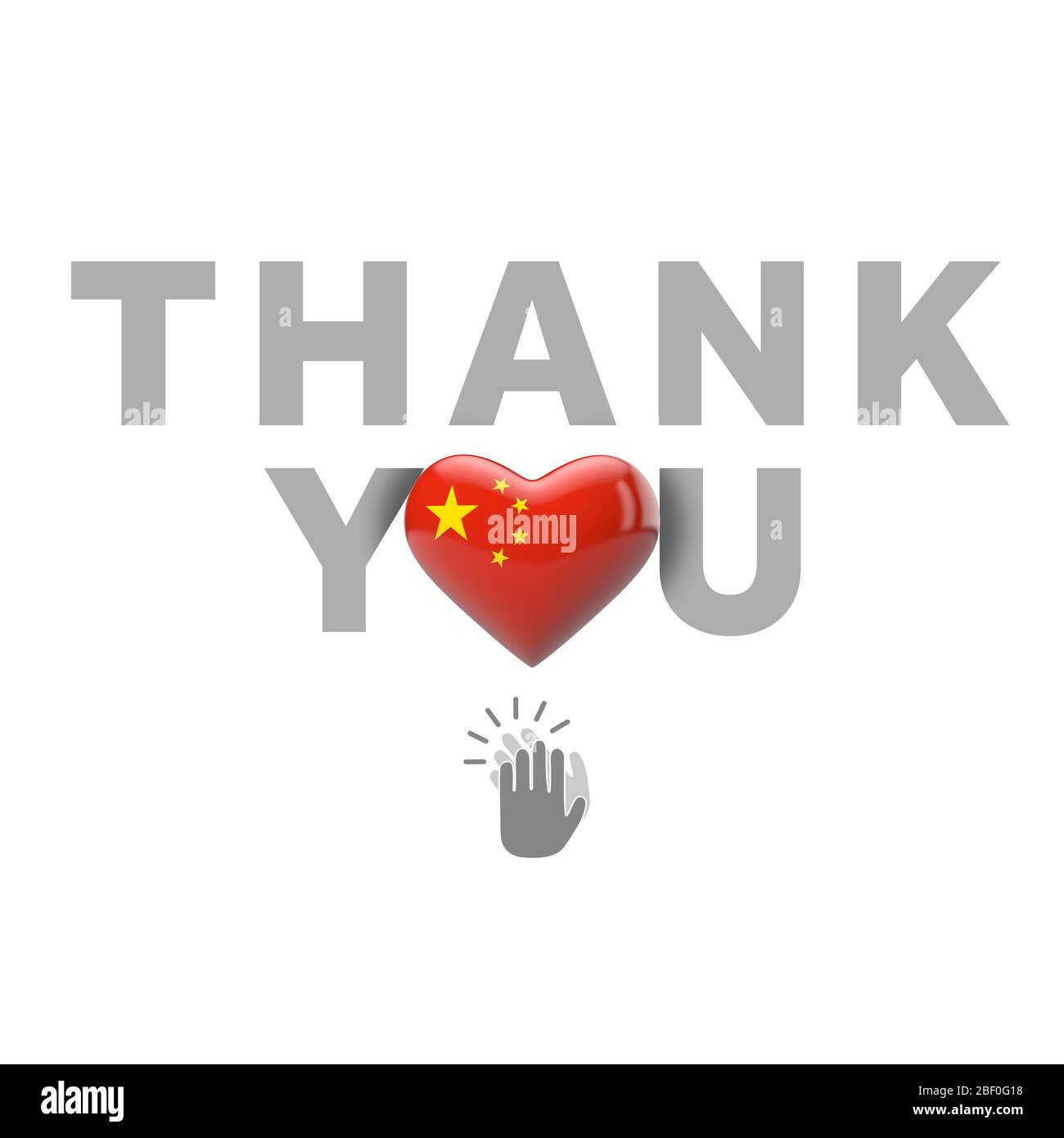 Thank you message with China flag heart. 3D Render Stock Photo - Alamy