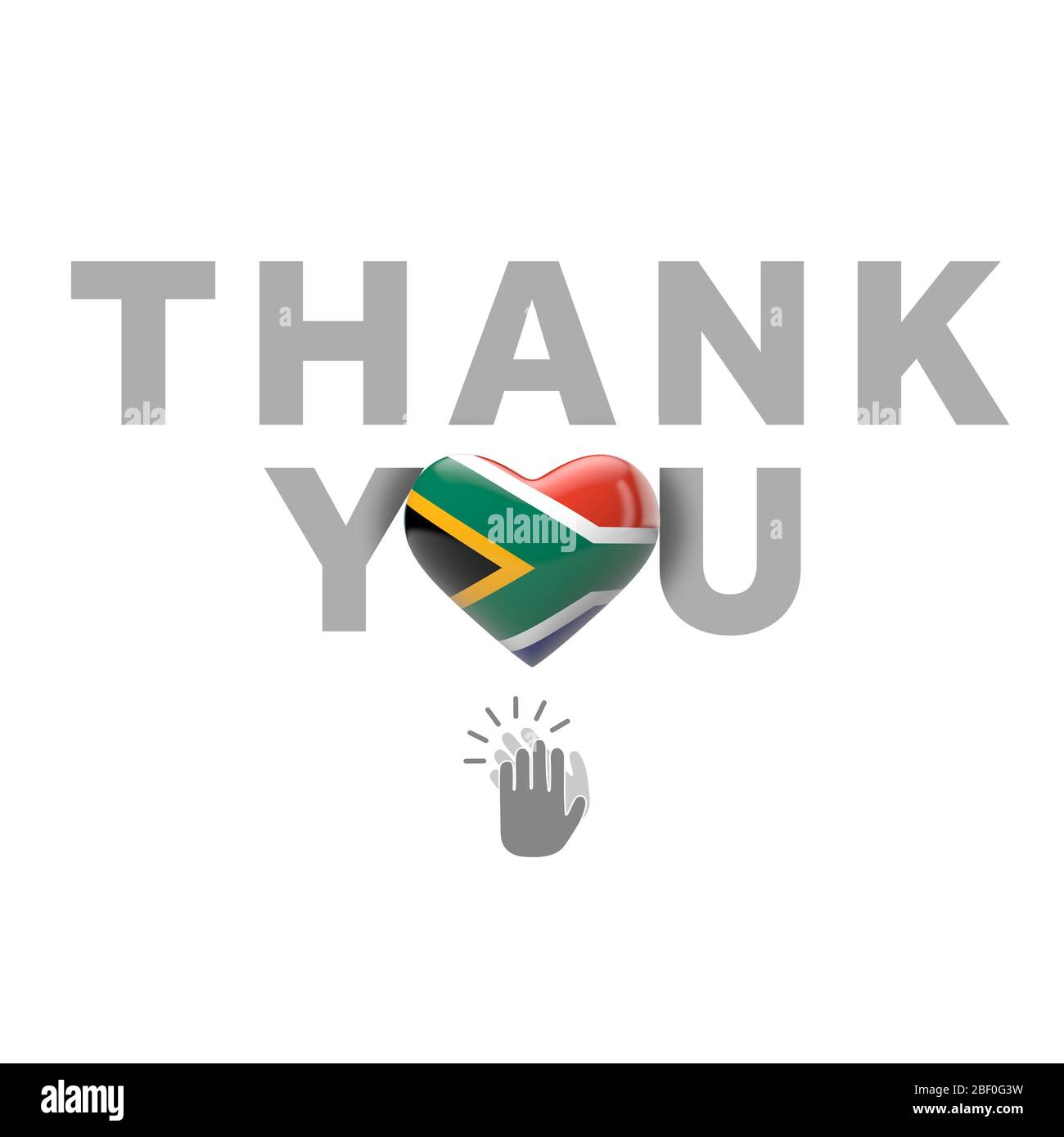 Thank you message with South Africa flag heart. 3D Render Stock Photo ...