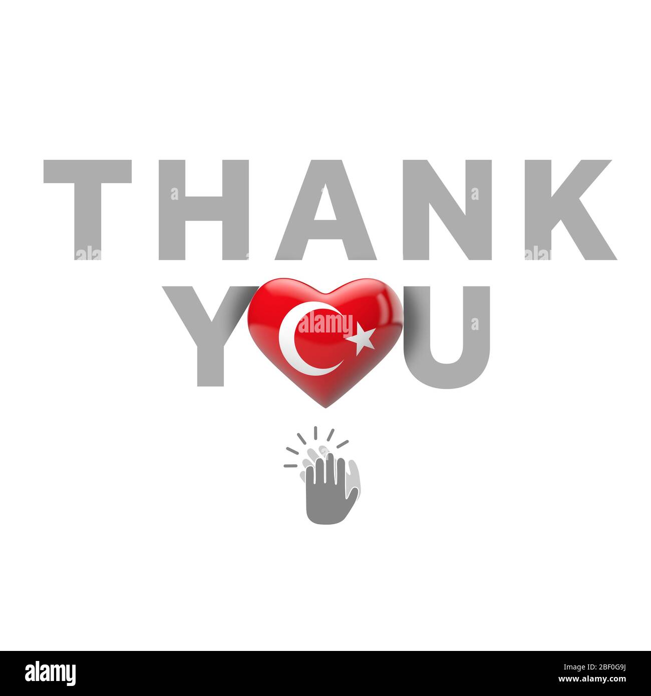 Thank you message with Turkey flag heart. 3D Render Stock Photo - Alamy