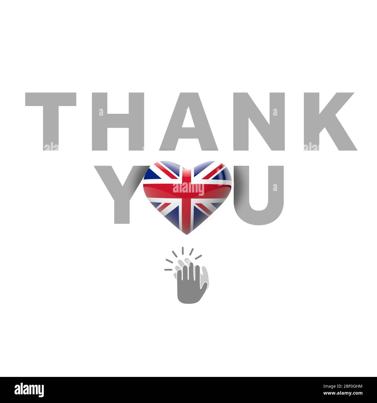 Thank you message with United Kingdom flag heart. 3D Render Stock Photo ...