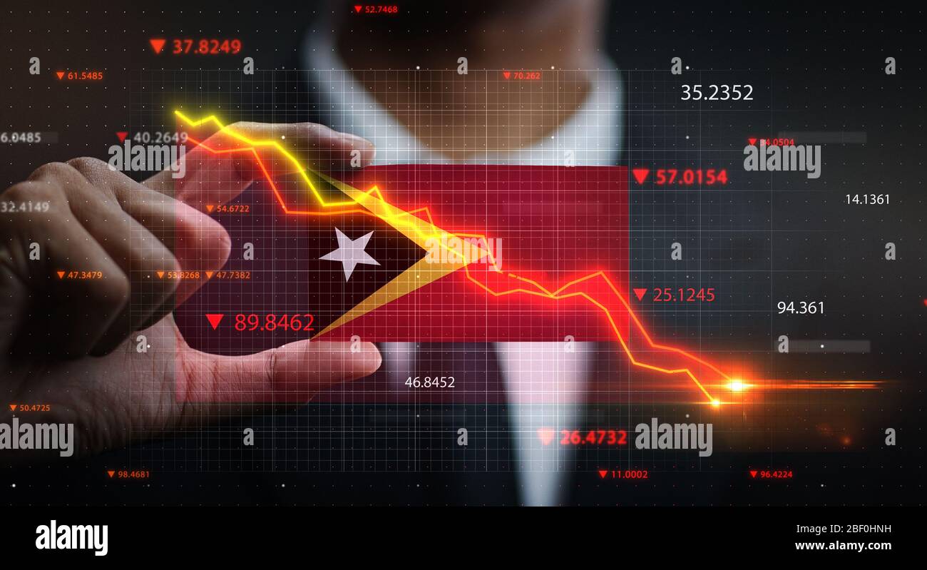 Graph Falling Down in Front Of East Timor Flag. Crisis Concept Stock ...