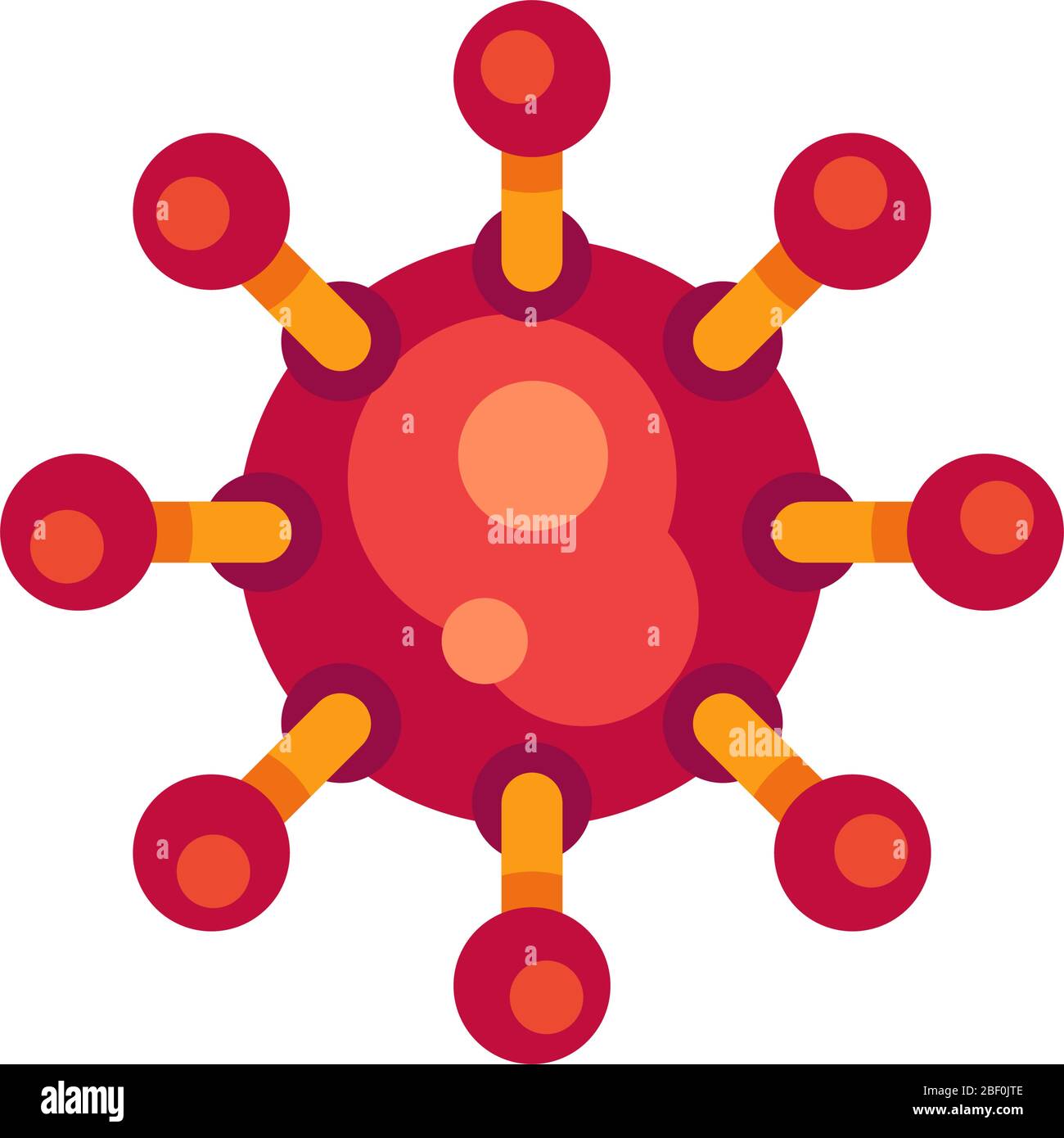 Red virus flat icon. SARS-CoV-2 novel coronavirus vector illustration ...