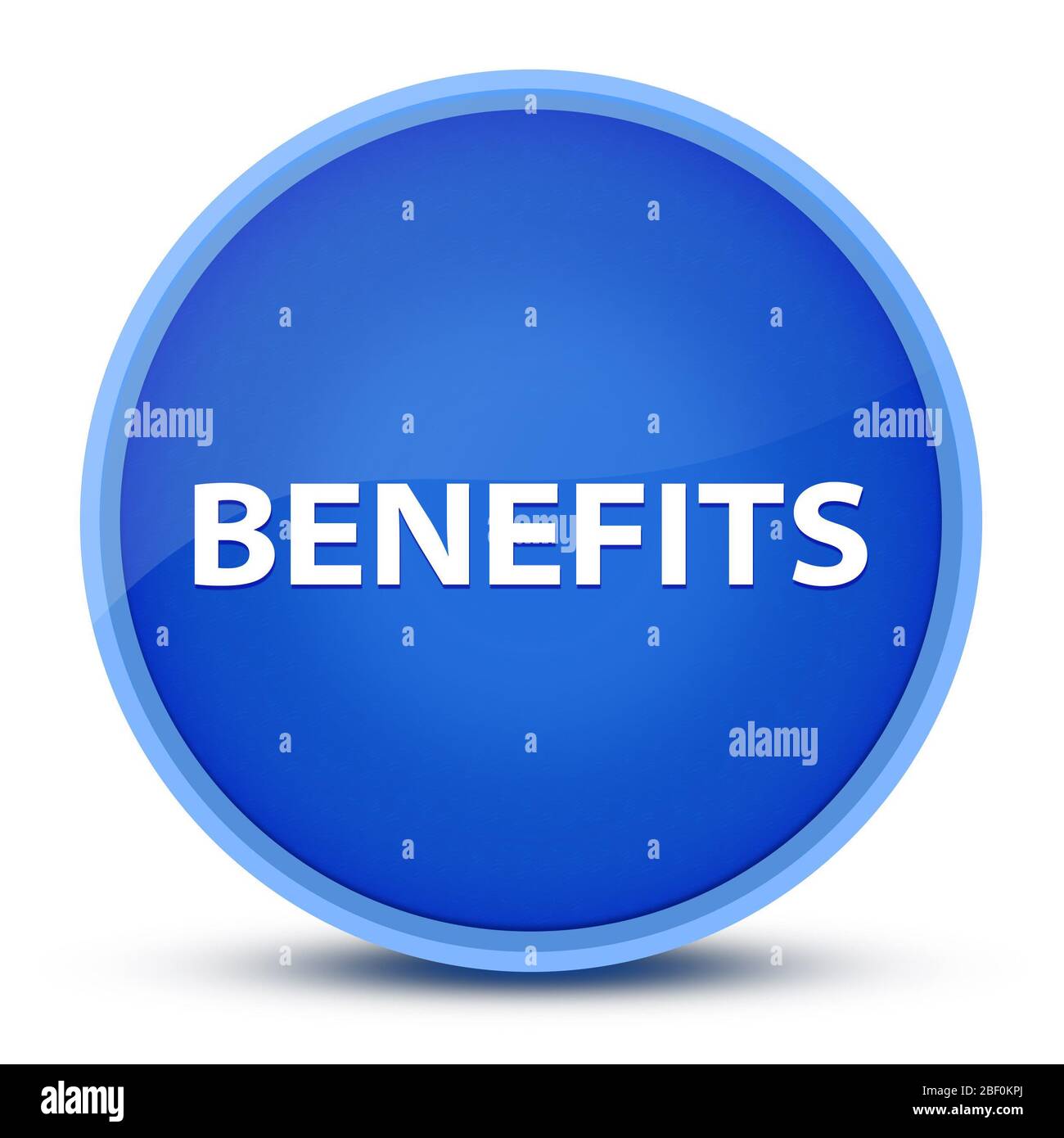 Benefits isolated on special blue round button abstract illustration ...