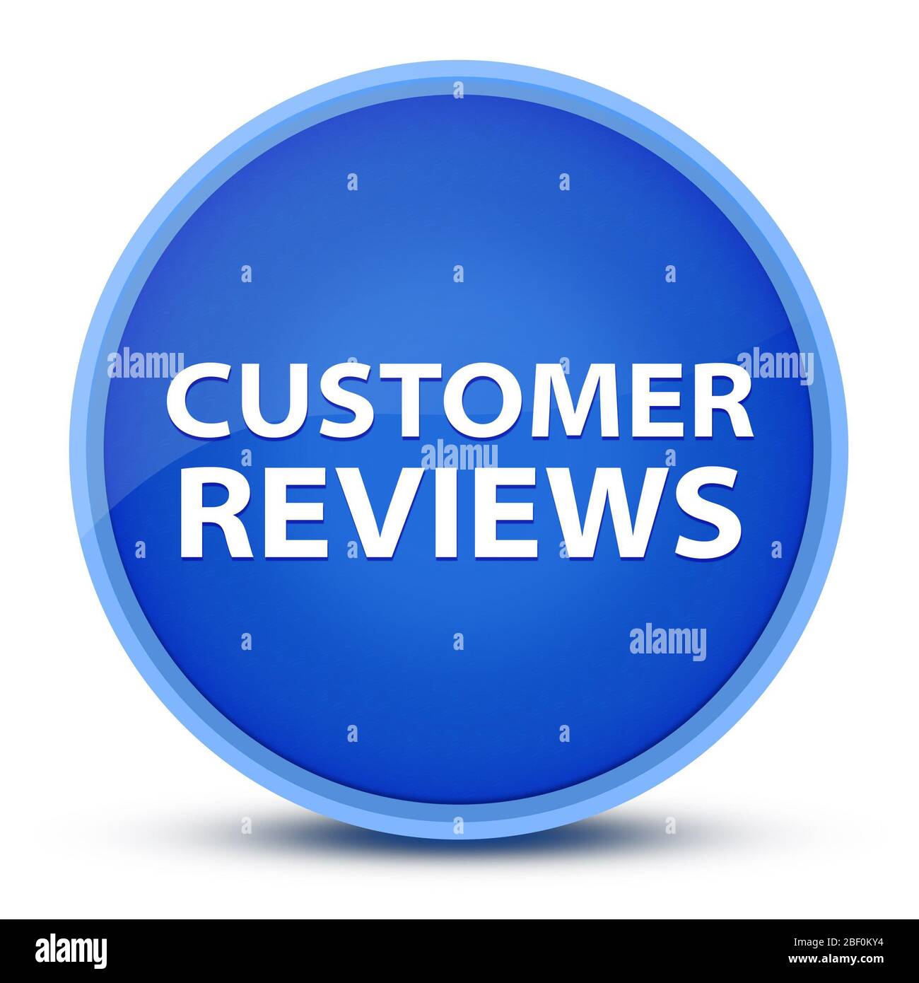 Customer Reviews isolated on special blue round button abstract ...