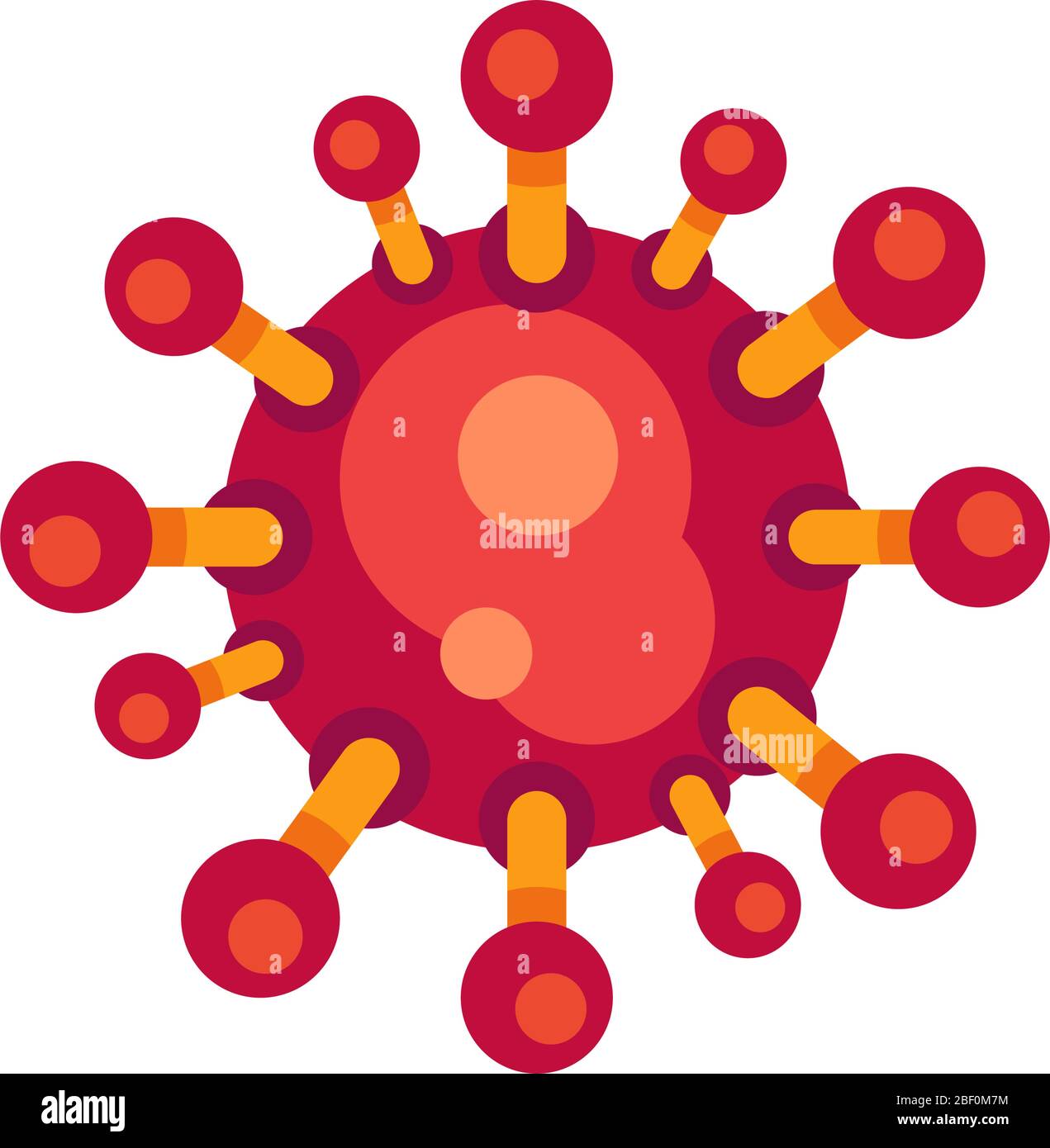 Red virus flat icon. SARS-CoV-2 novel coronavirus vector illustration ...