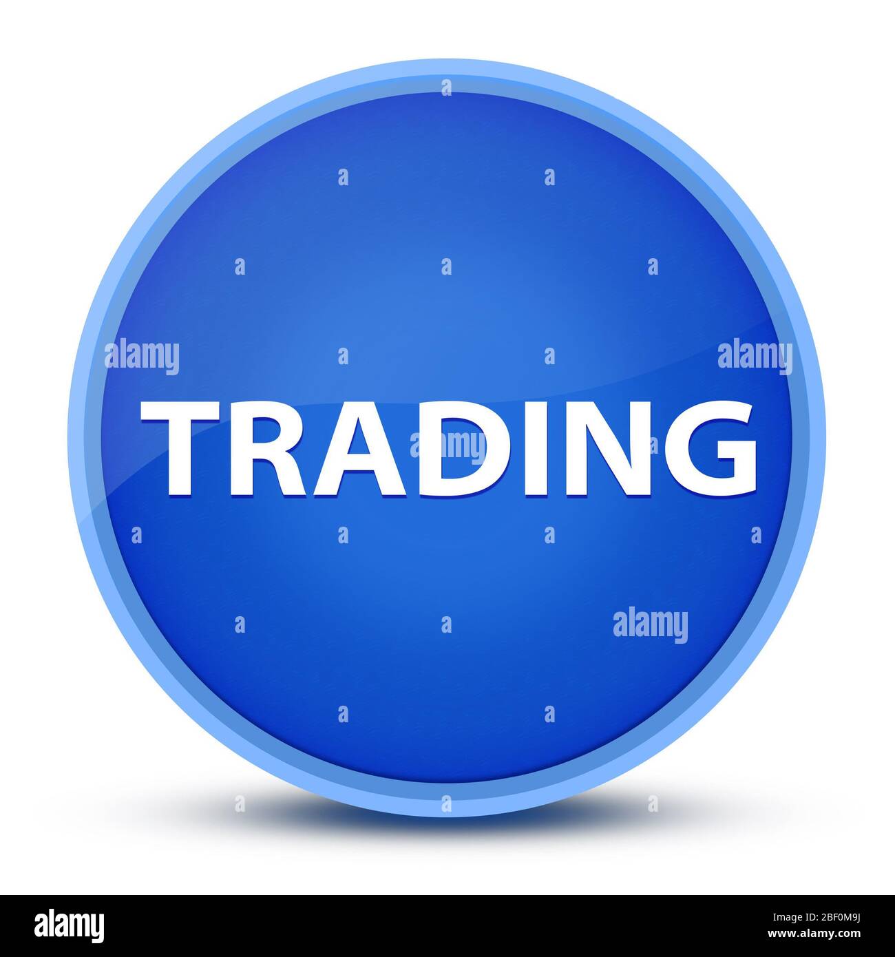 Trading isolated on special blue round button abstract illustration ...