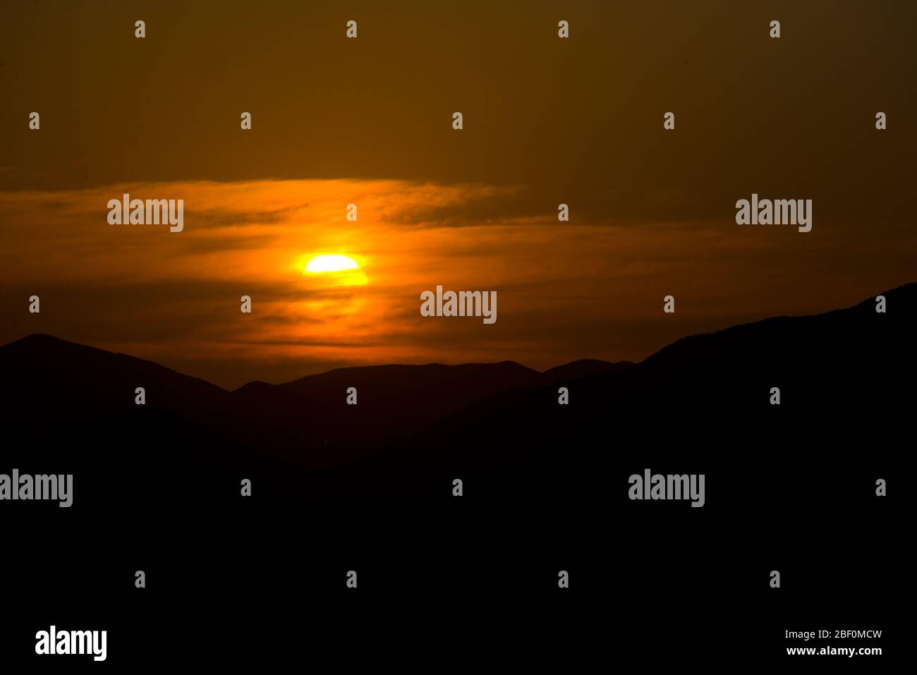 sunset over mountain range in little karoo, south africa Stock Photo ...