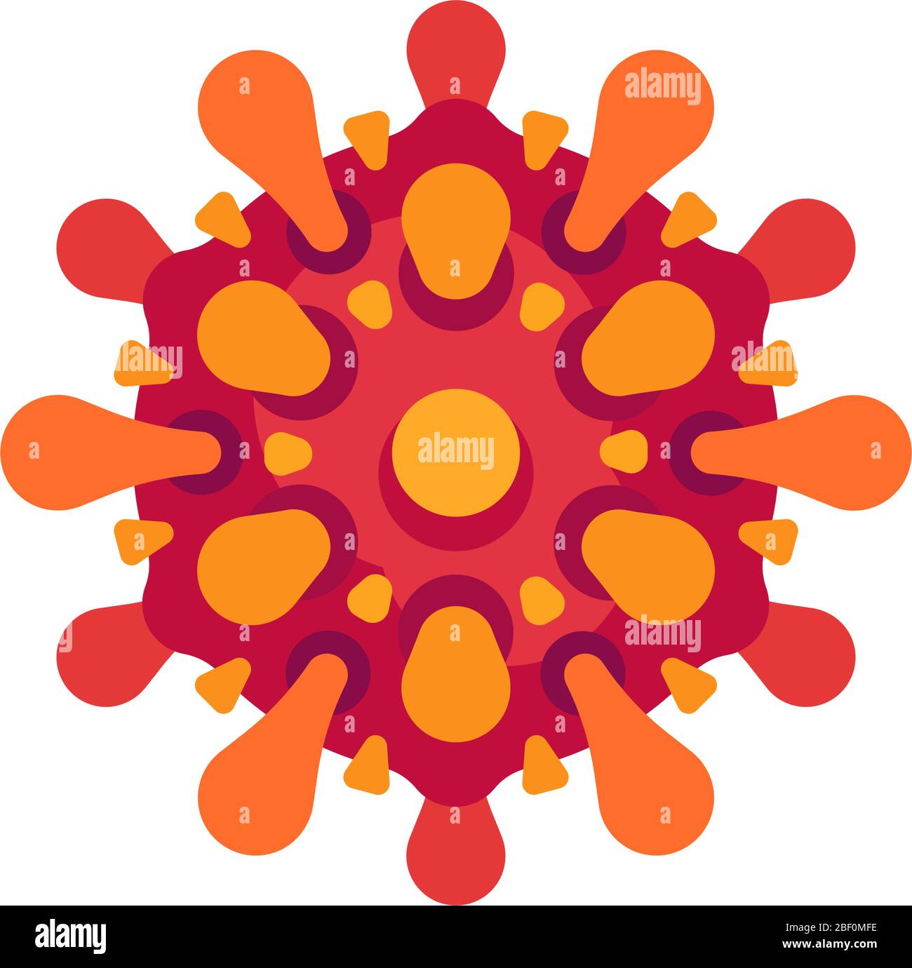 Red and orange virus flat icon. SARS-CoV-2 novel coronavirus vector ...