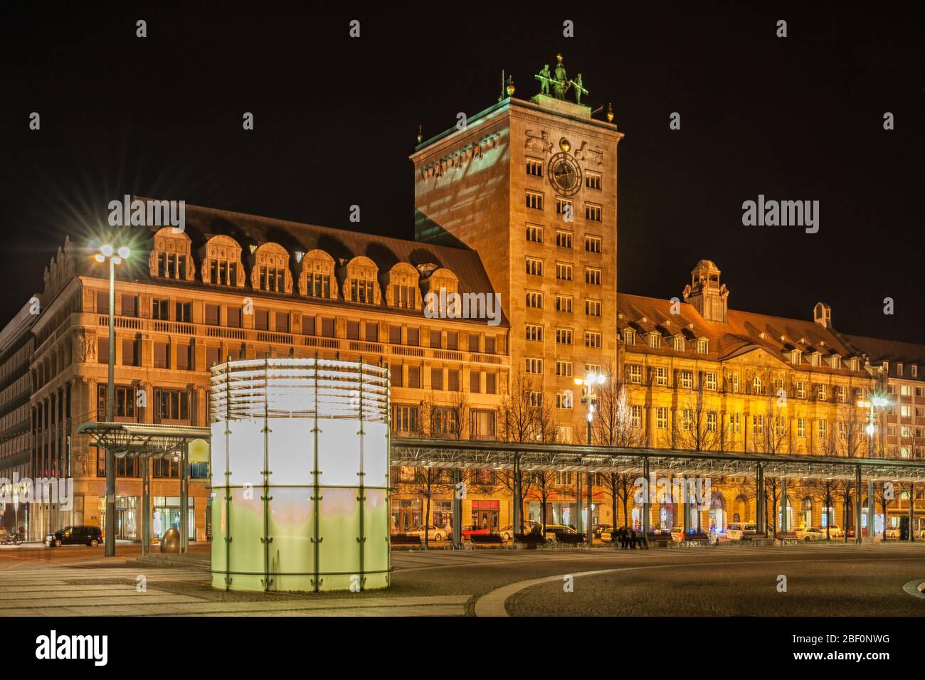 The Krochhochhaus in Leipzig at night Stock Photo - Alamy