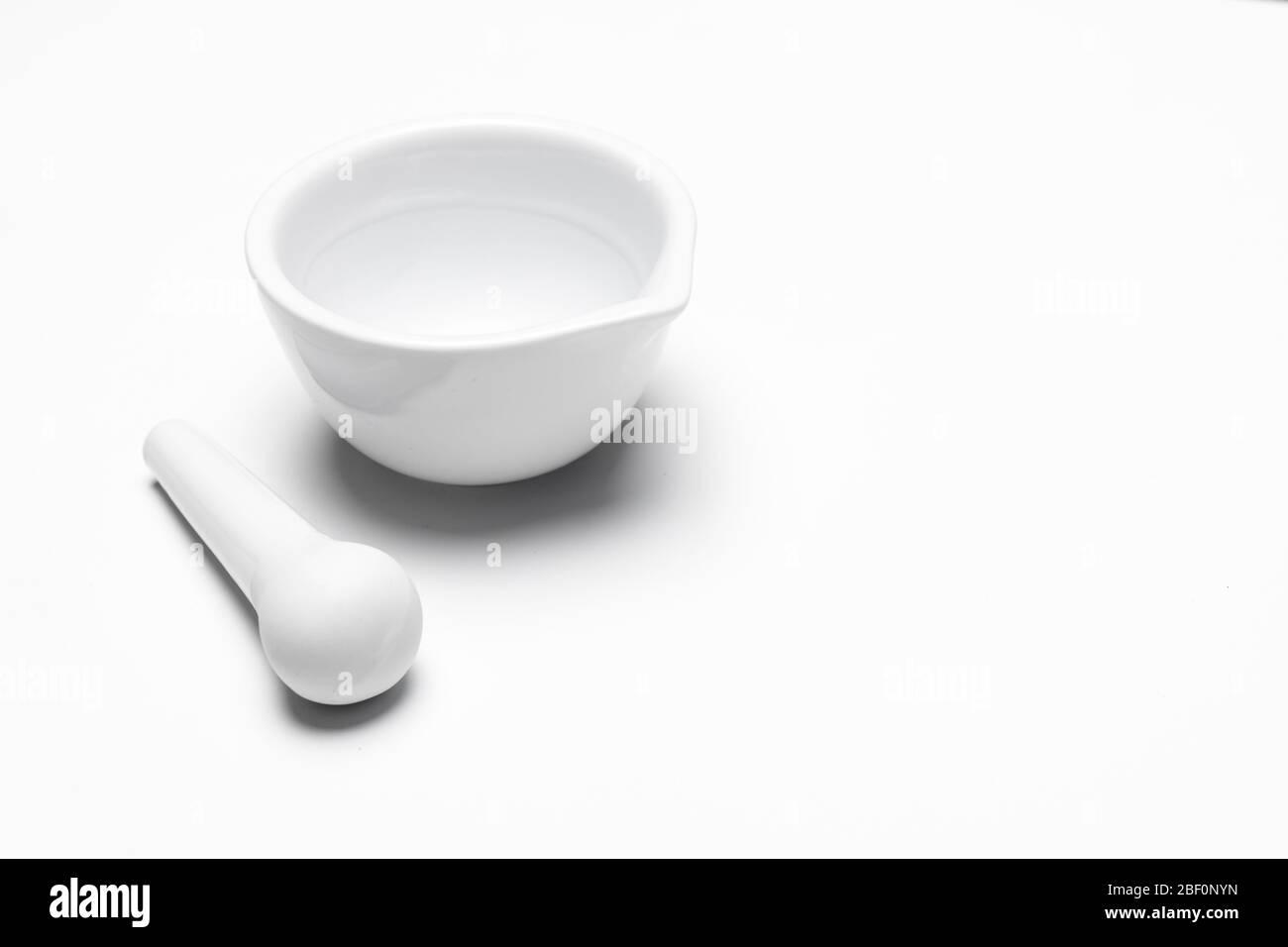 A mortar grinder drugs isolated on white background. For copy space ...