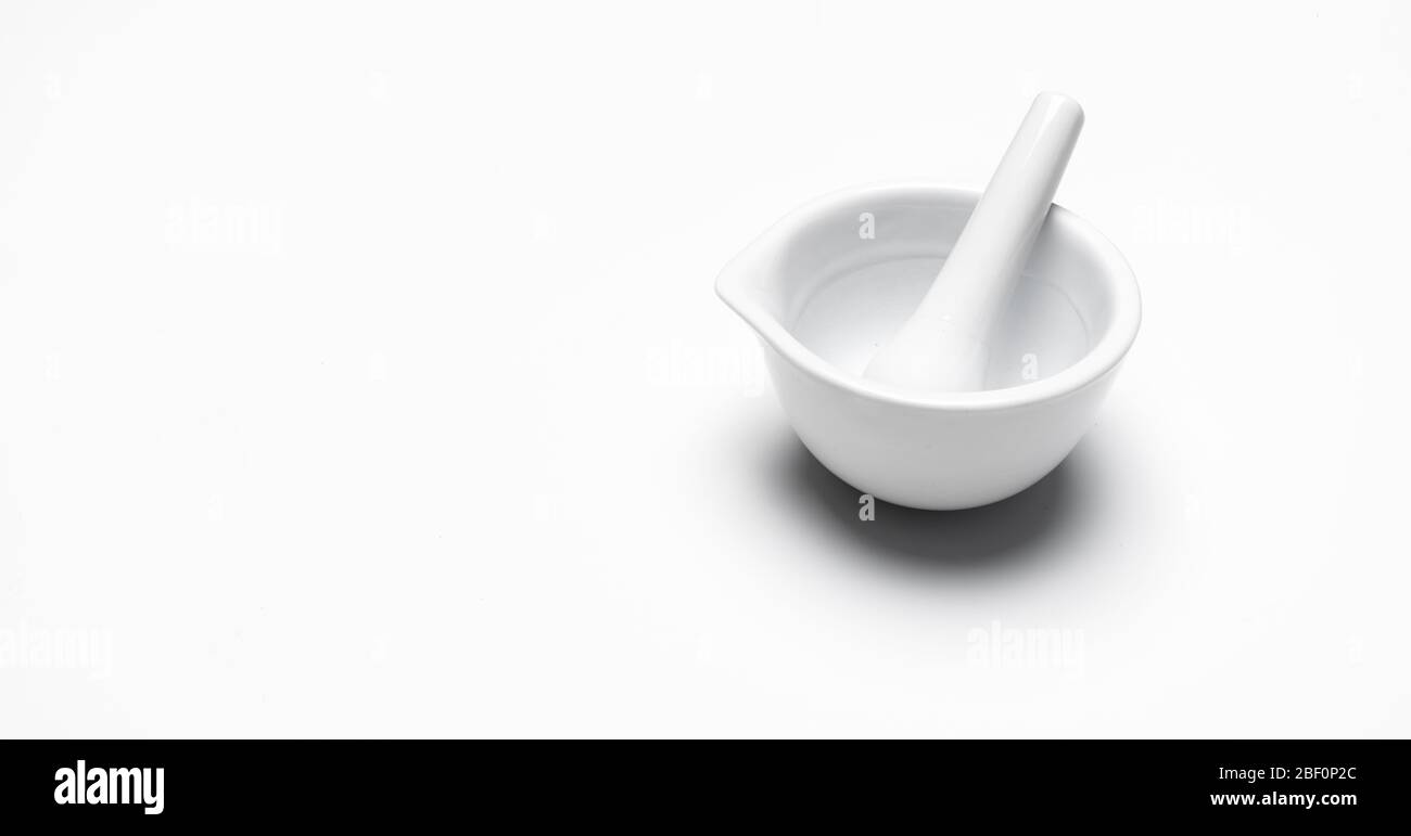 A mortar grinder drugs isolated on white background. For copy space ...