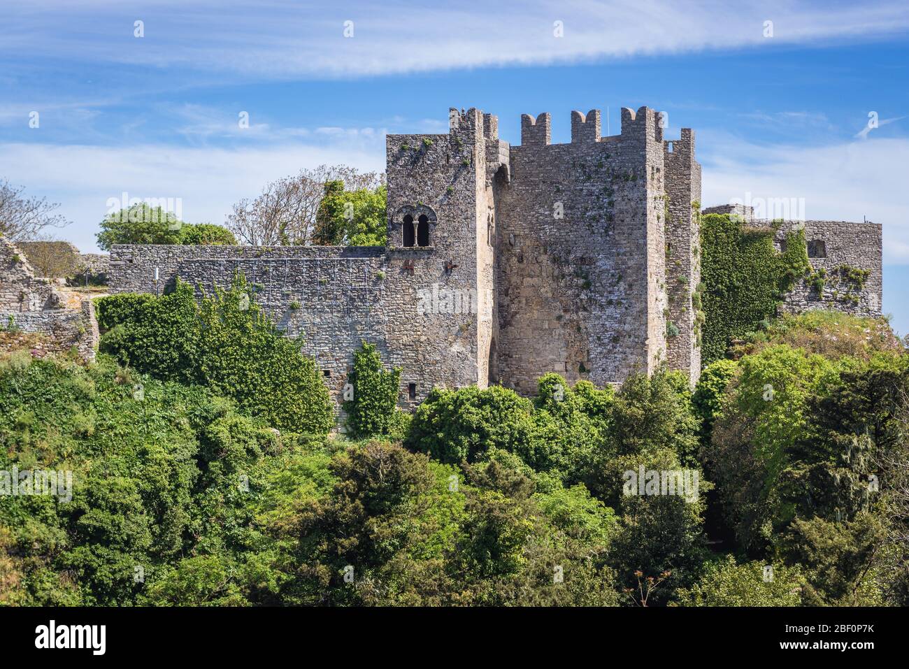 View on the Norman castle in Erice historic town also known as the ...