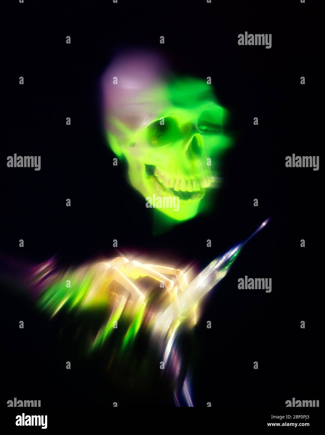 1960s 1970s HUMAN SKULL SKELETON HAND HOLDING HYPODERMIC NEEDLE ...