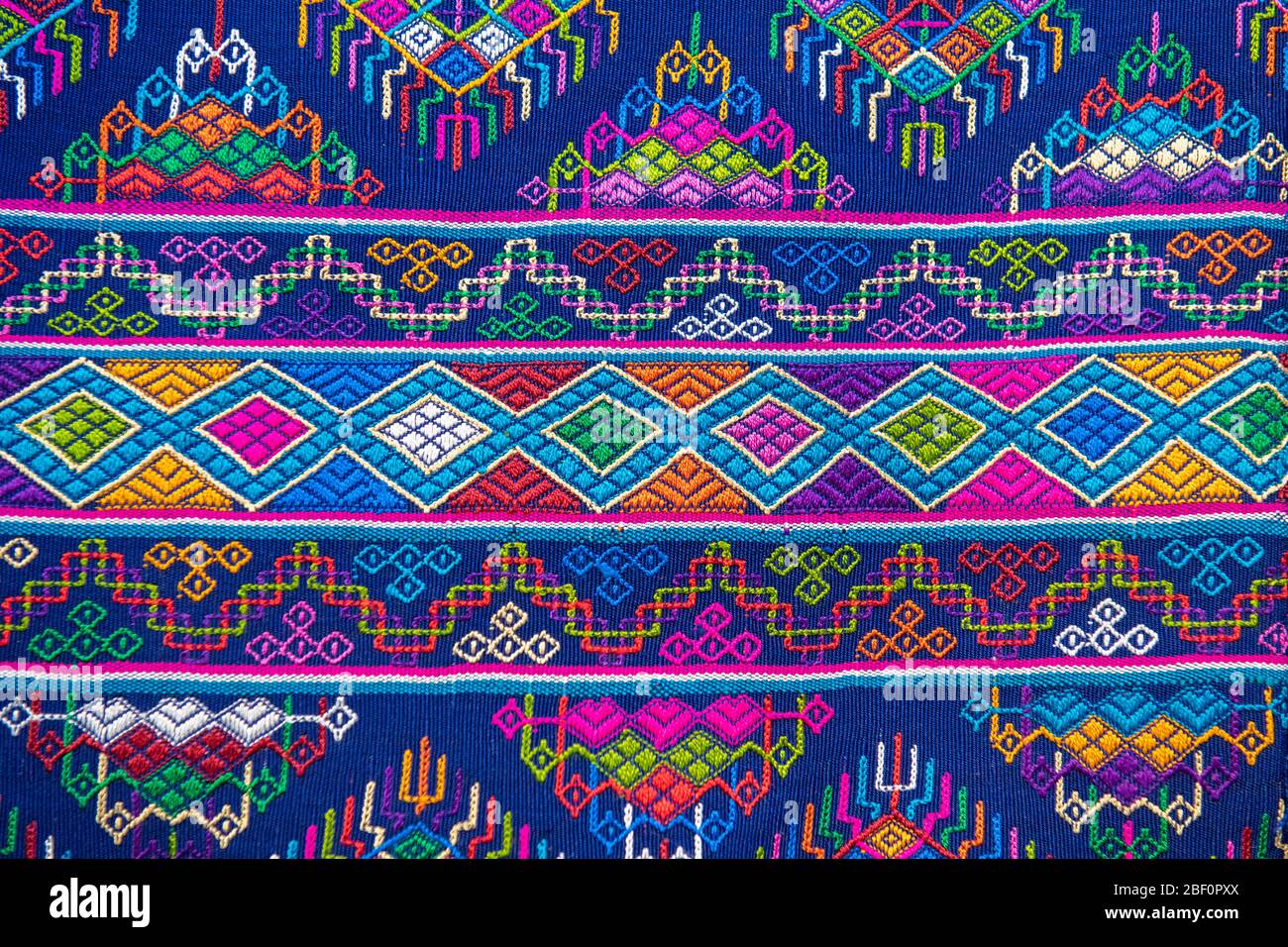 Bhutan, Thimphu. Traditional colorful and ornate hand woven textiles ...