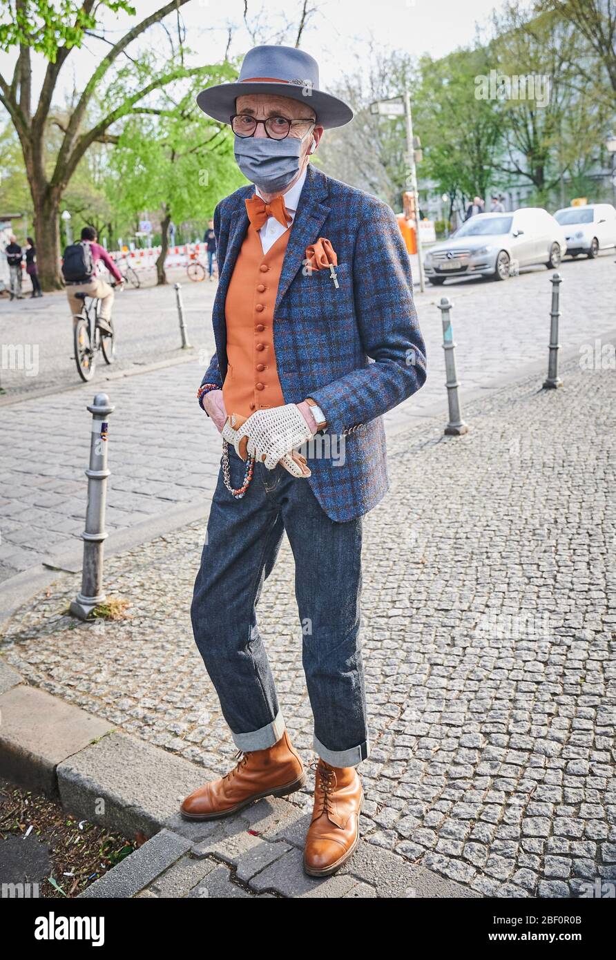 Berlin, Germany. 16th Apr, 2020. Male model and hipster grandfather ...