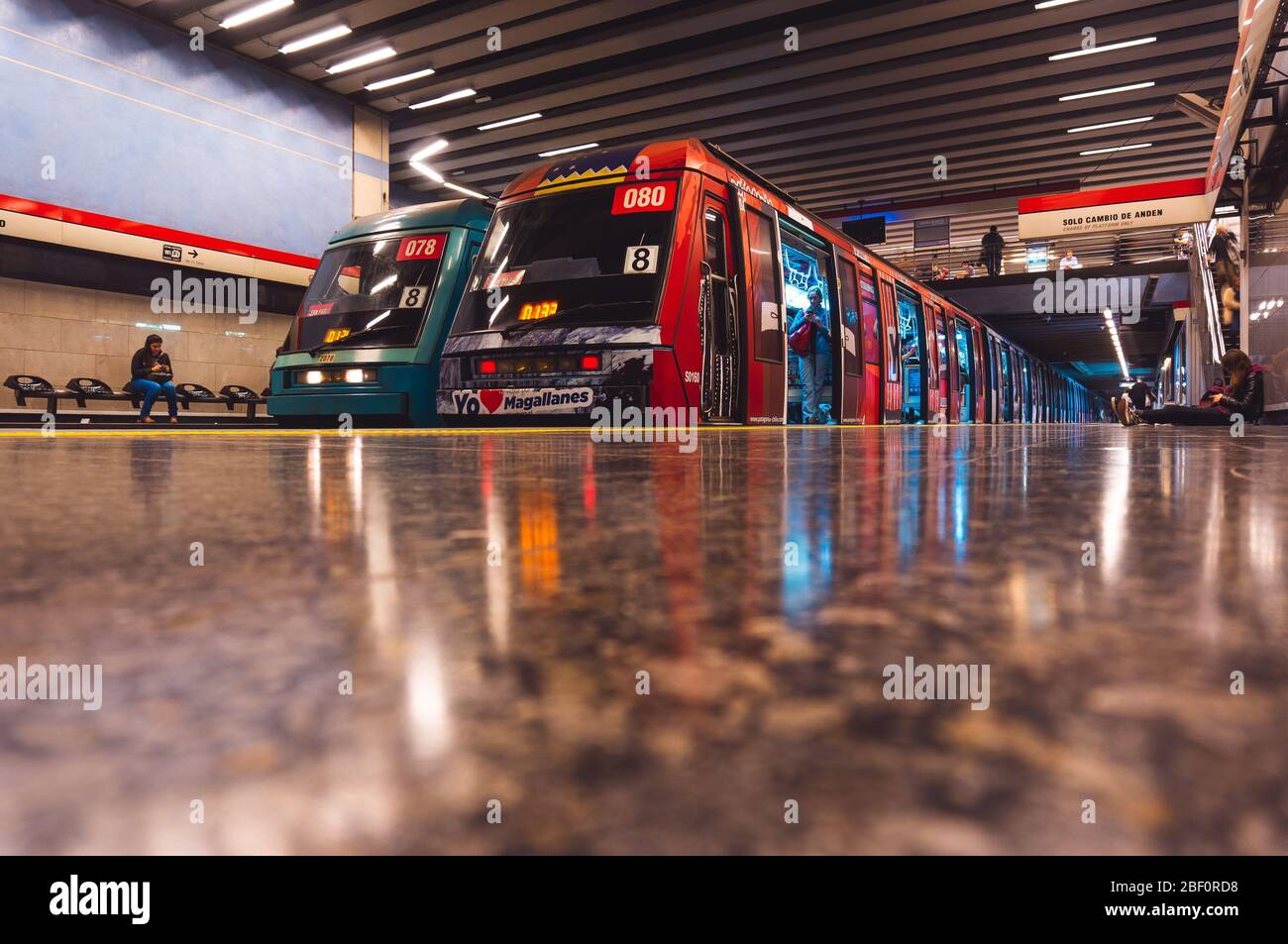 SANTIAGO, CHILE - APRIL 2016: A Metro de Santiago train in Line 1 Stock ...