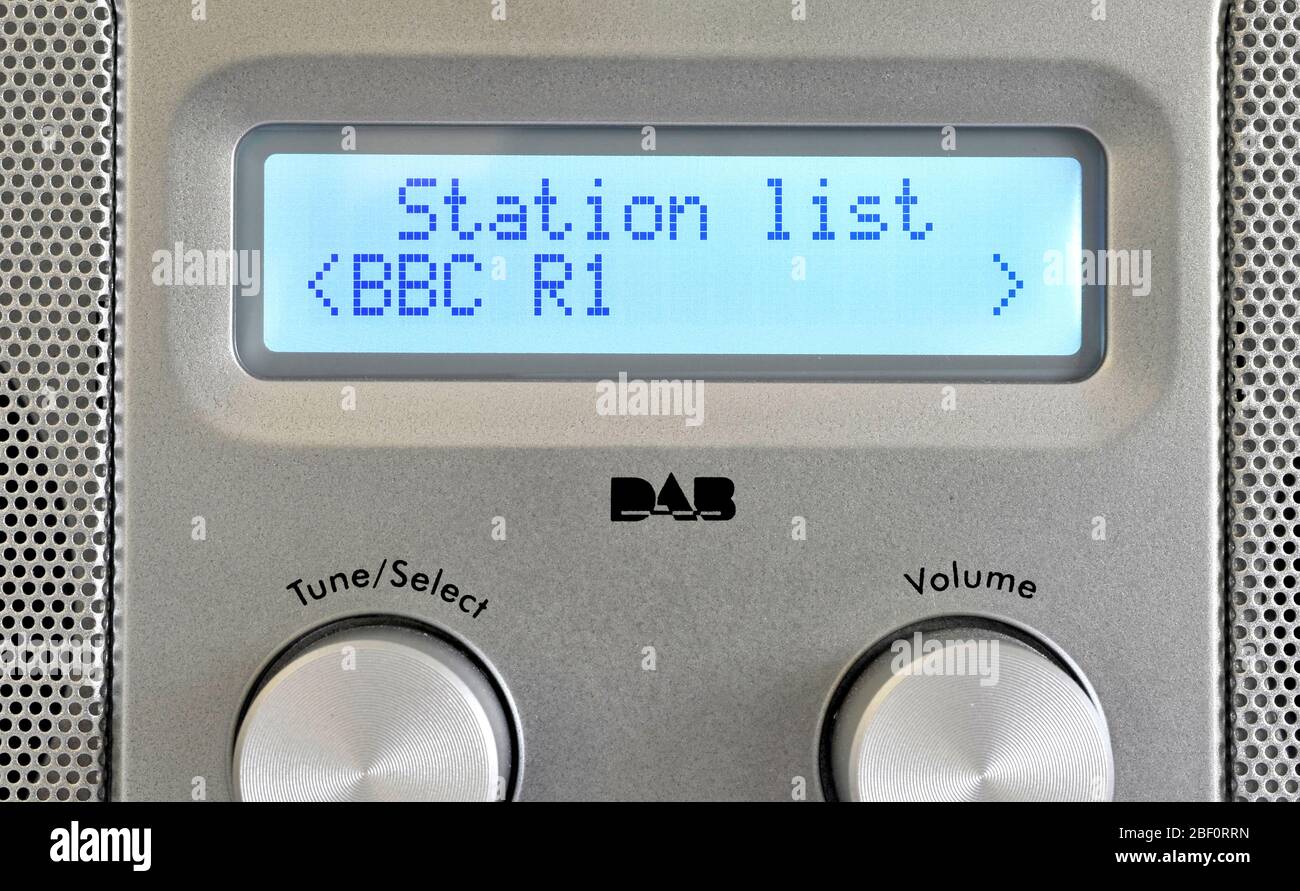 Close up of front panel of a DAB radio Stock Photo - Alamy