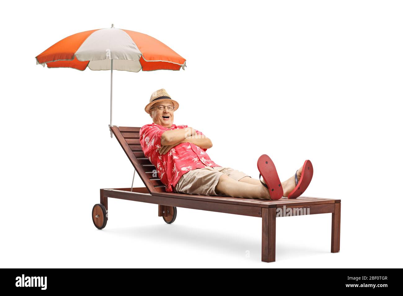 Lying on sunbed Cut Out Stock Images & Pictures - Alamy