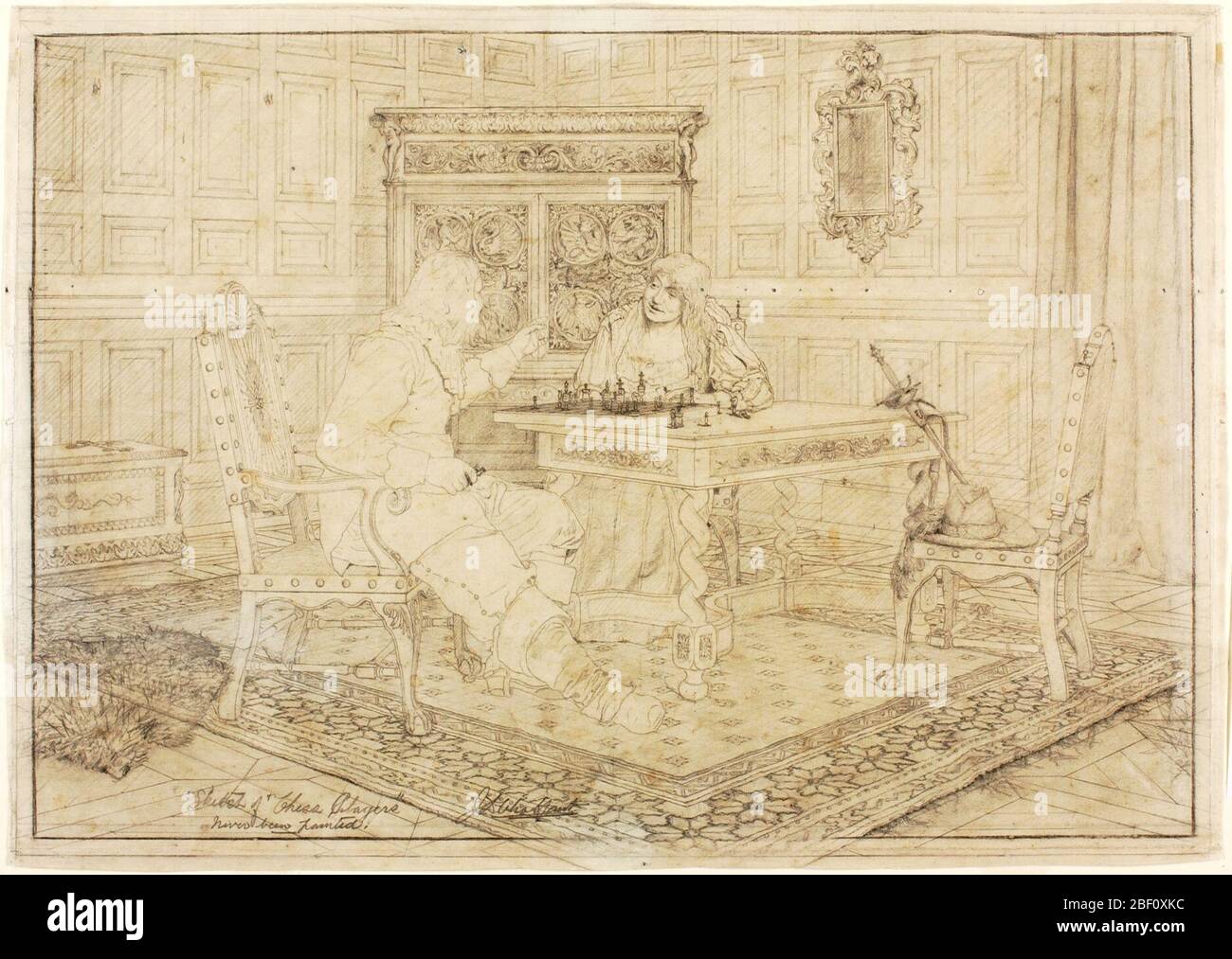 Sketch of Chess Players Stock Photo - Alamy