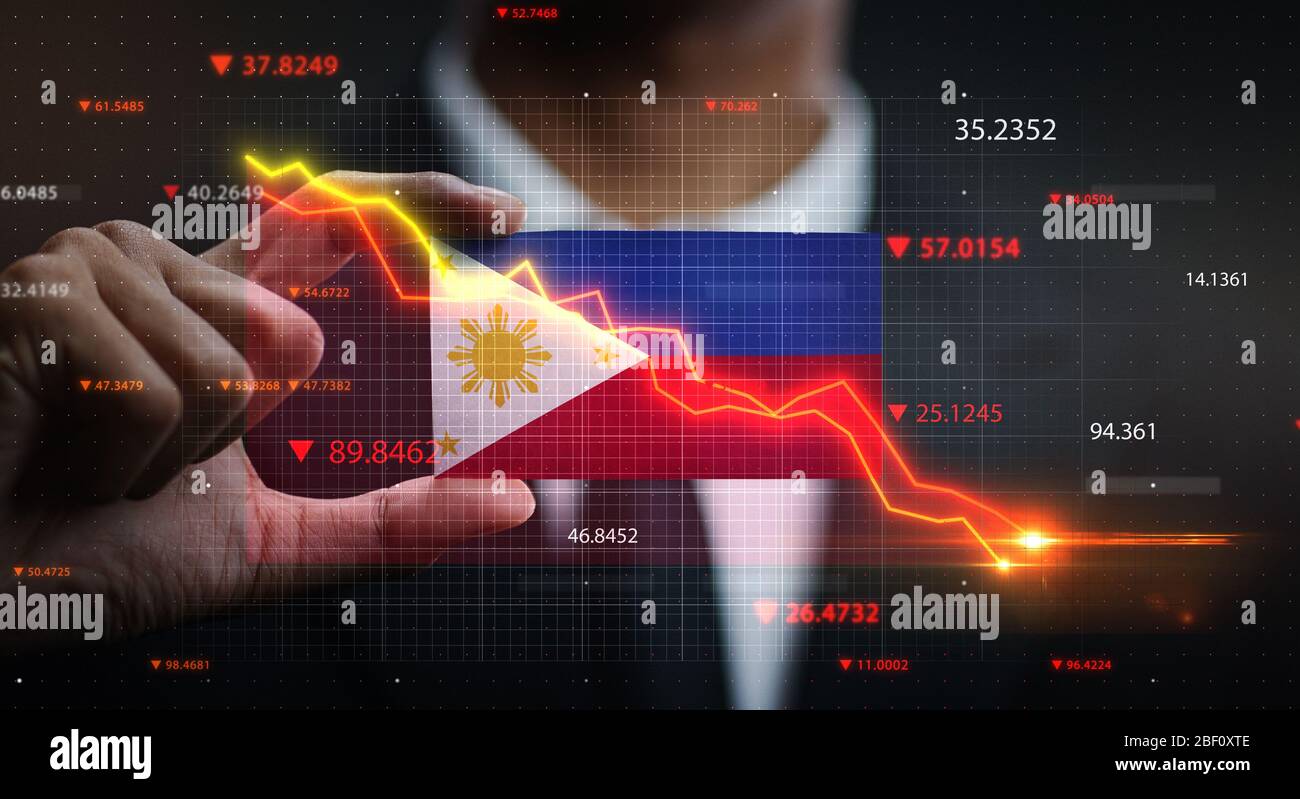 Graph Falling Down in Front Of Philippines Flag. Crisis Concept Stock ...