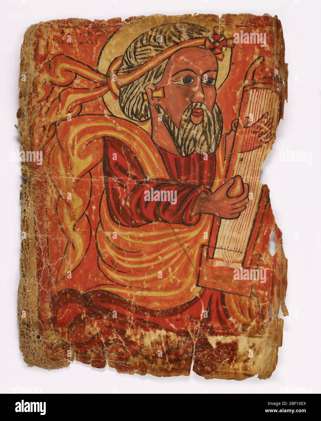 Manuscript page. This image of King David playing a harp would have ...