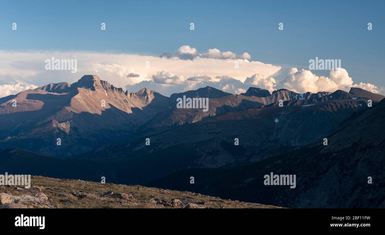 Trail Ridge view point of Longs Peak in the late afternoon light ...