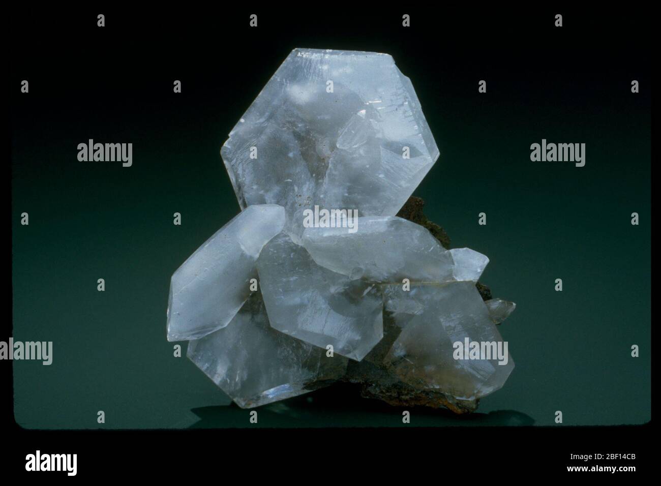 Photograph of tabular calcite crystals (R2275) from the National ...