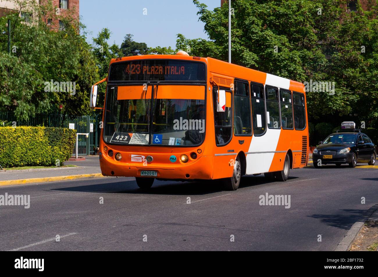 SANTIAGO, CHILE - DECEMBER 2015: A Transantiago public transport bus in ...