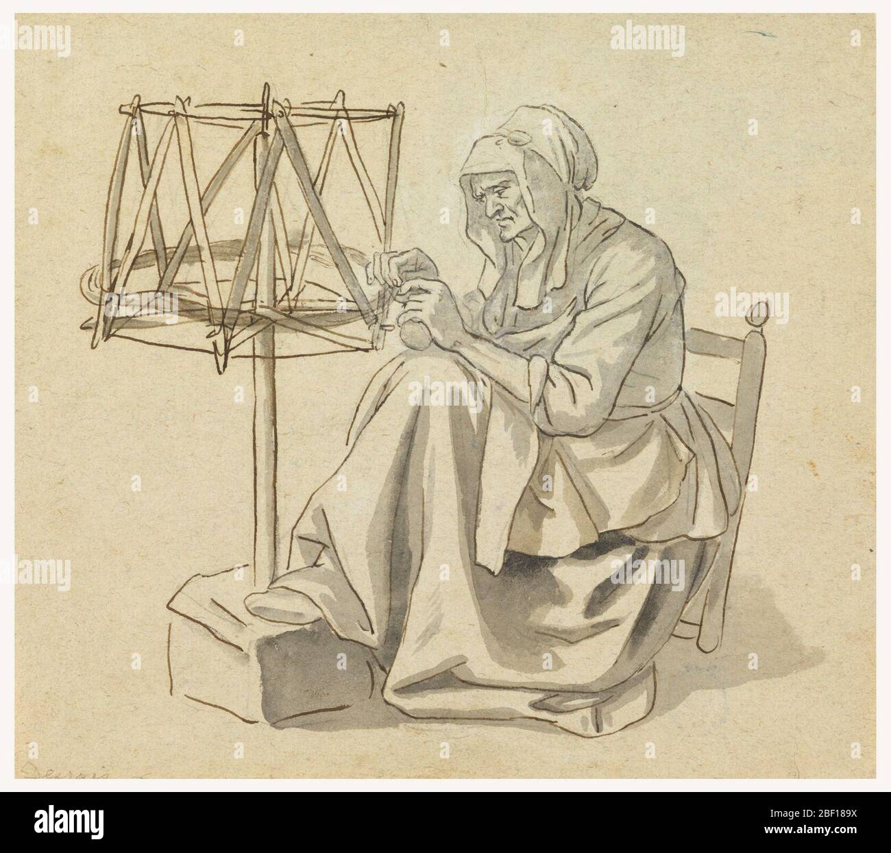 An Old Woman Spinning. Old woman at work spinning Stock Photo - Alamy