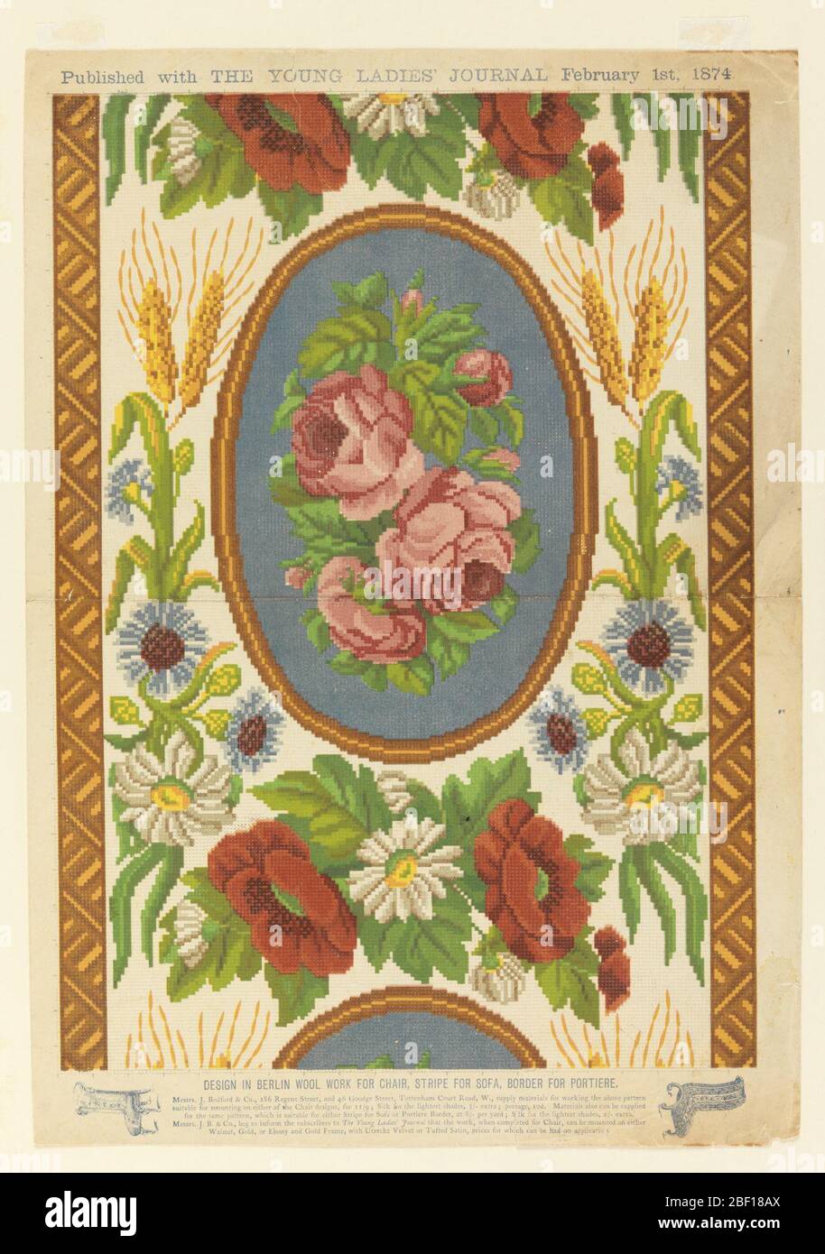 Design in Berlin Wool Work. Vertical sheet illustrating a design for ...