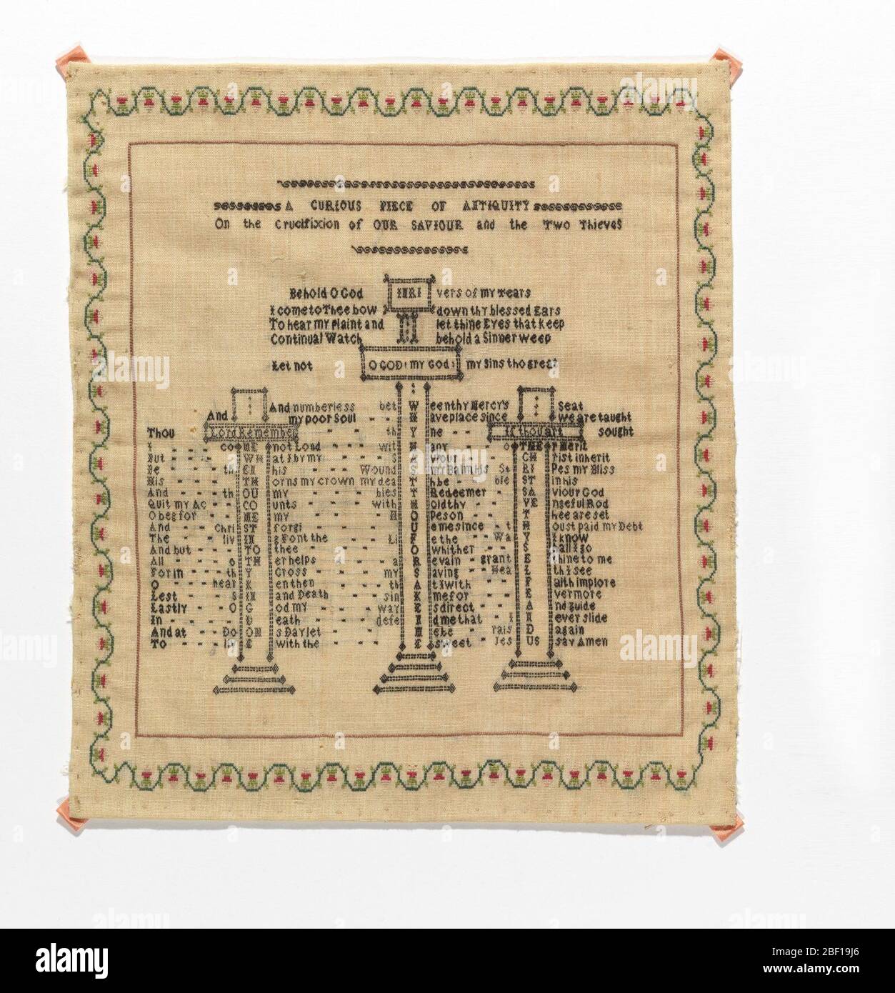 Sampler. Religious verse arranged as an acrostic Stock Photo - Alamy