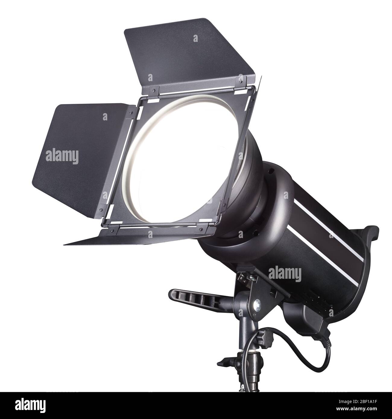 Photography studio flash isolated on white background with lamp Stock ...