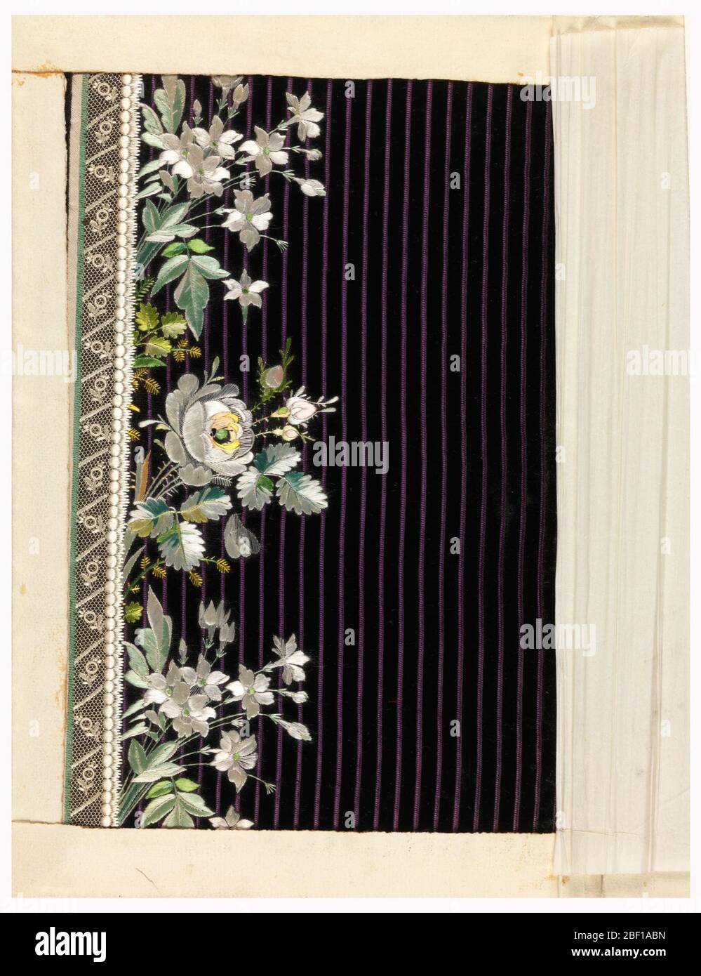 Embroidery sample. Multicolored silk embroidery with net floral design ...