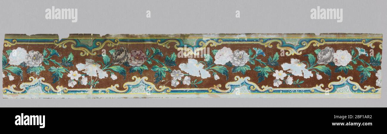 Border. Border strip, with serpentine streamer of flowers and foliage ...