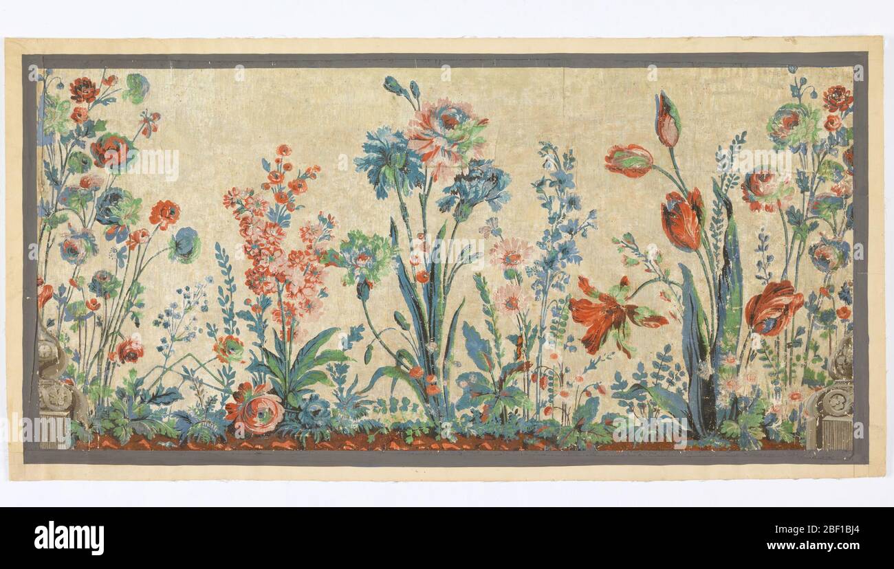 Dado. At either end is the base of a pilaster. Multiple floral ...