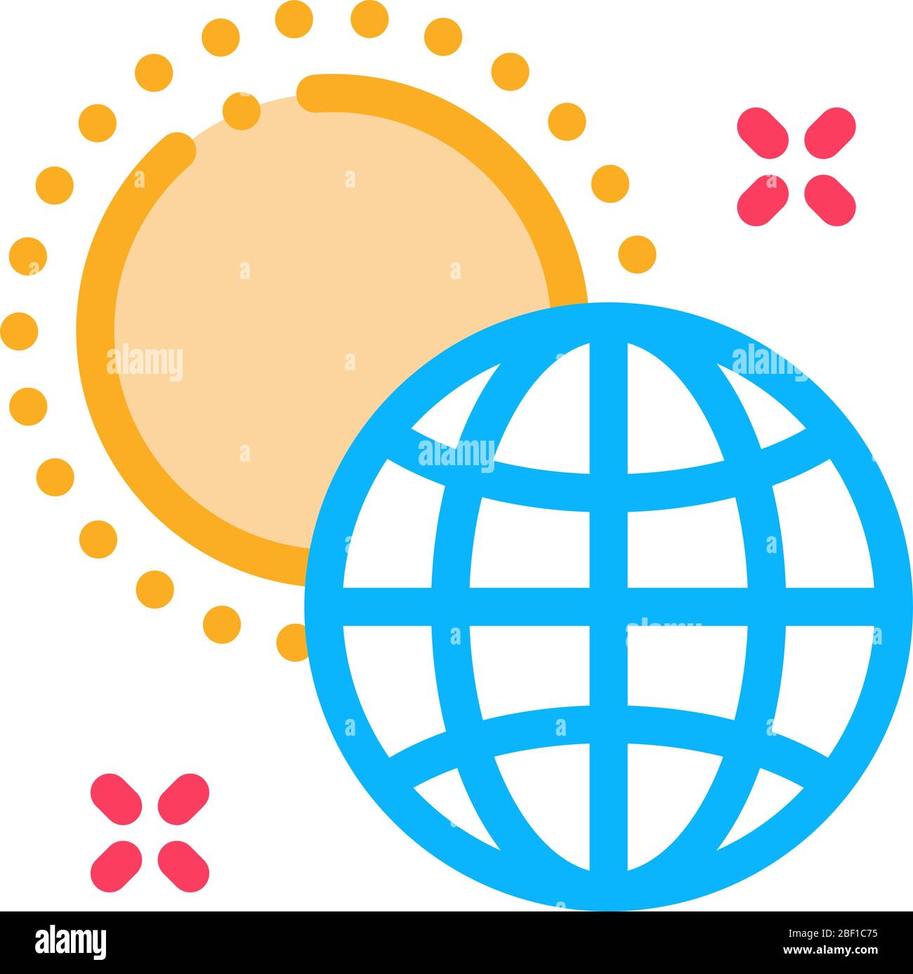 rotation of earth around sun icon vector outline illustration Stock ...