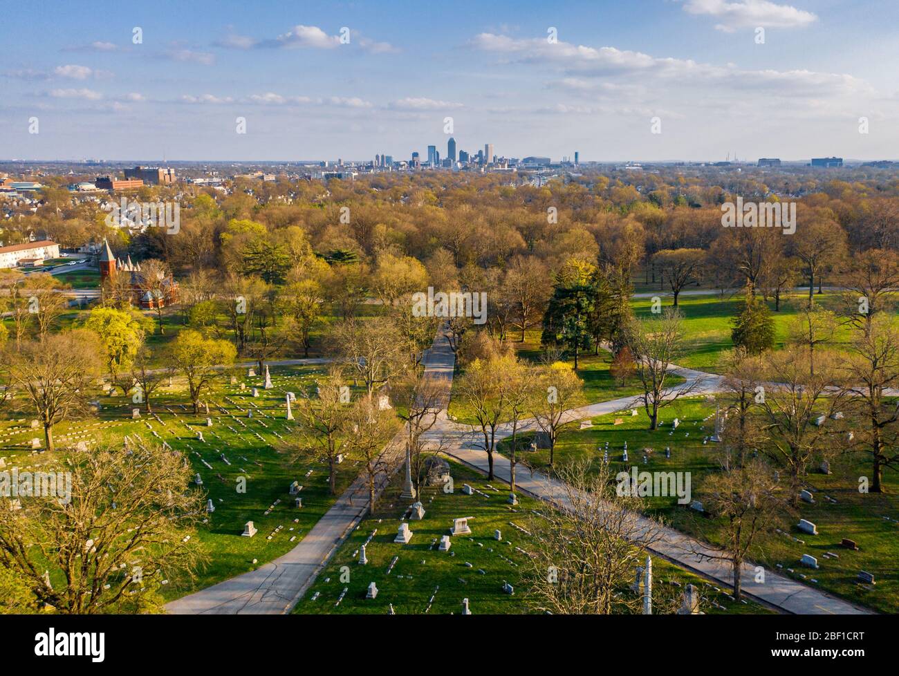 An aerial view of a cemetery in Indiana Stock Photo - Alamy