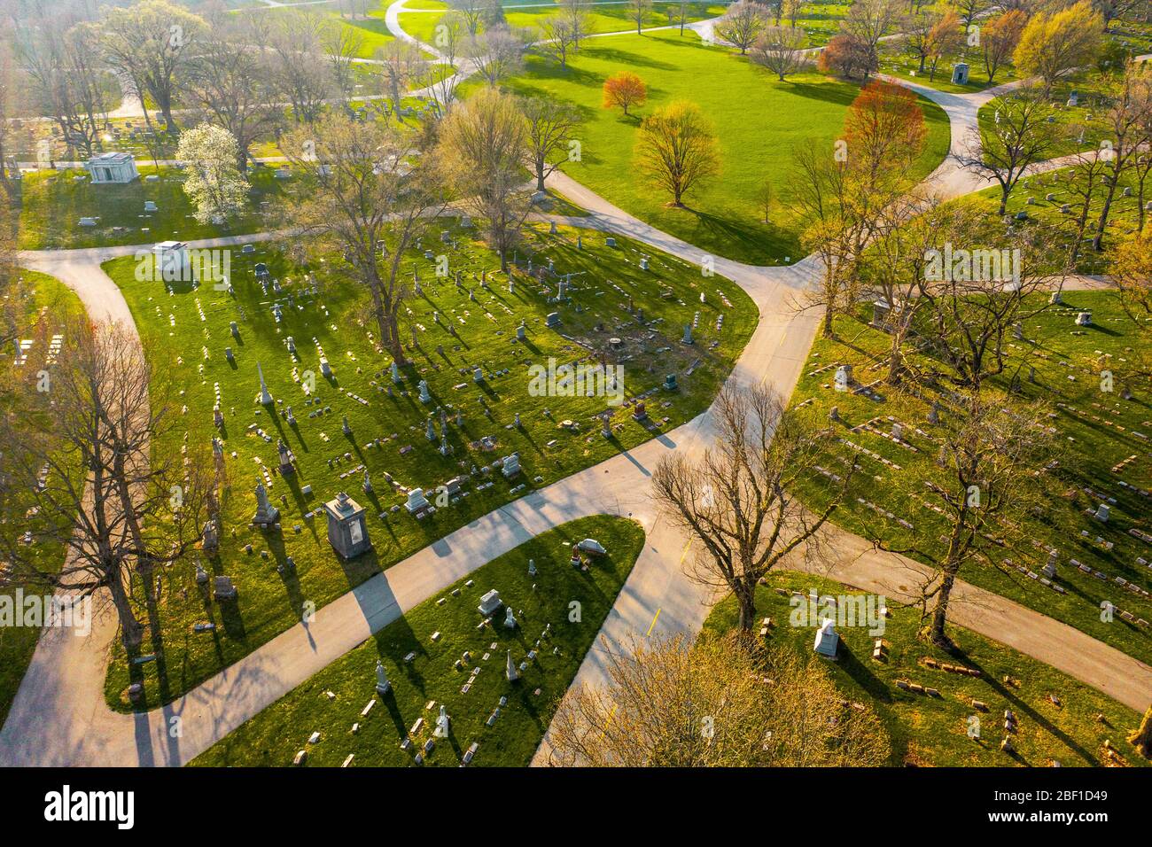 An aerial view of a cemetery in Indiana Stock Photo - Alamy