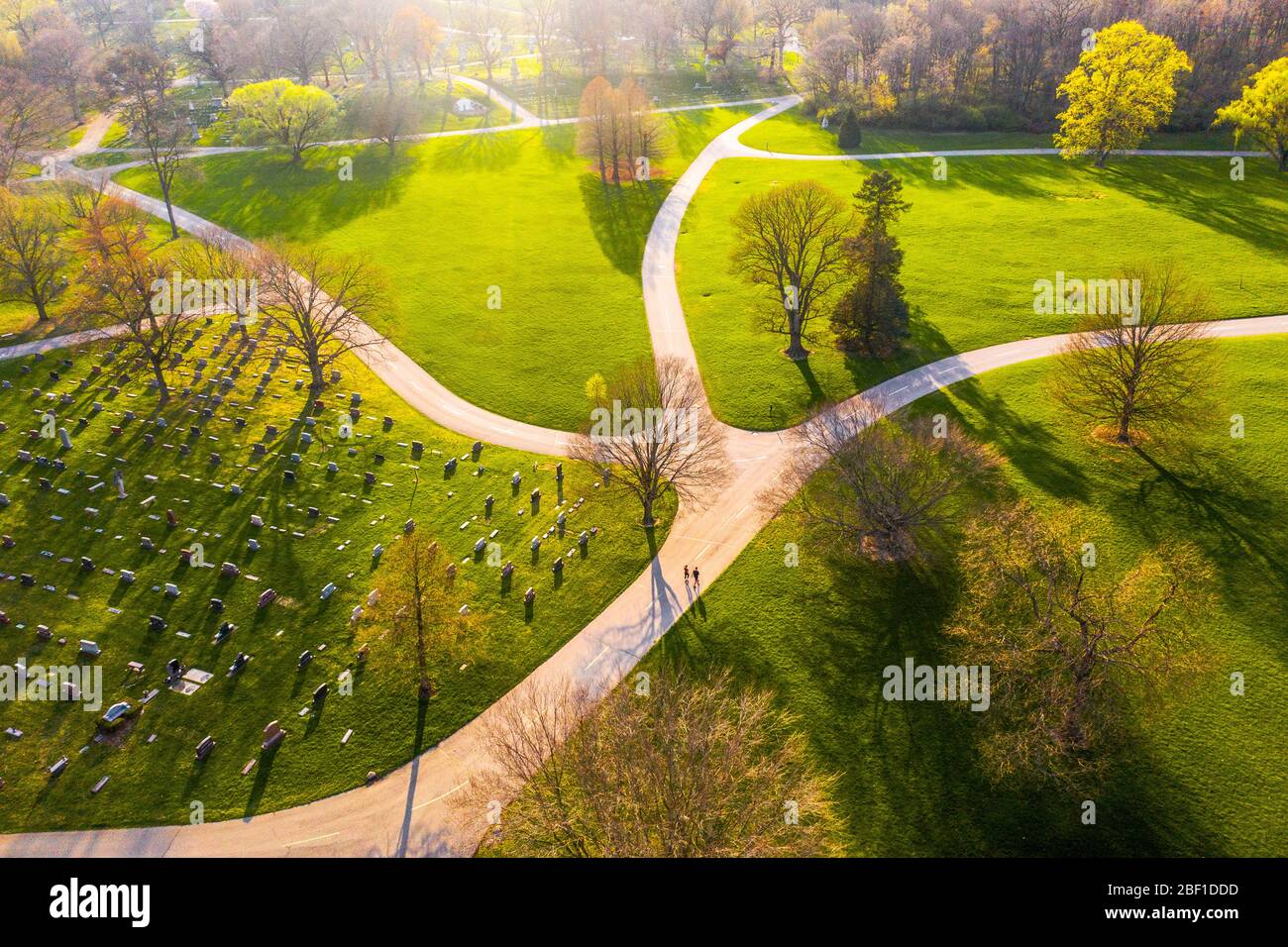 An aerial view of a cemetery in Indiana Stock Photo - Alamy