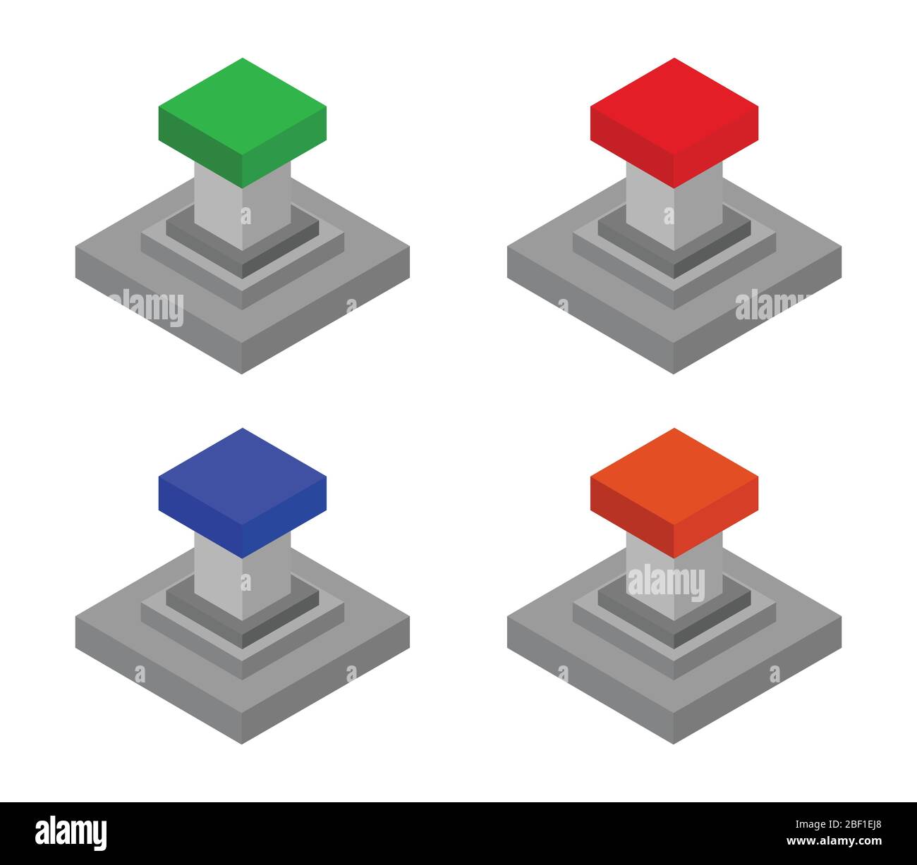 isometric button icon illustrated in vector on white background Stock ...